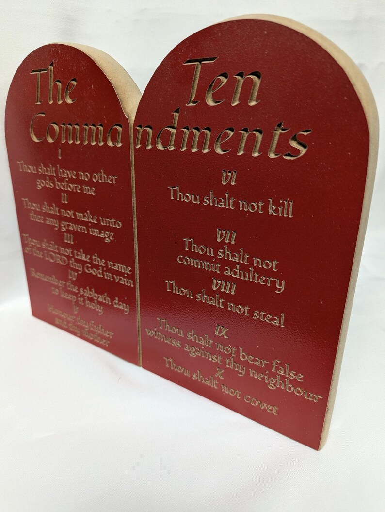 Ten Commandments- Engraved Wooden Home Decor - Bible Scripture - 9x11 ...