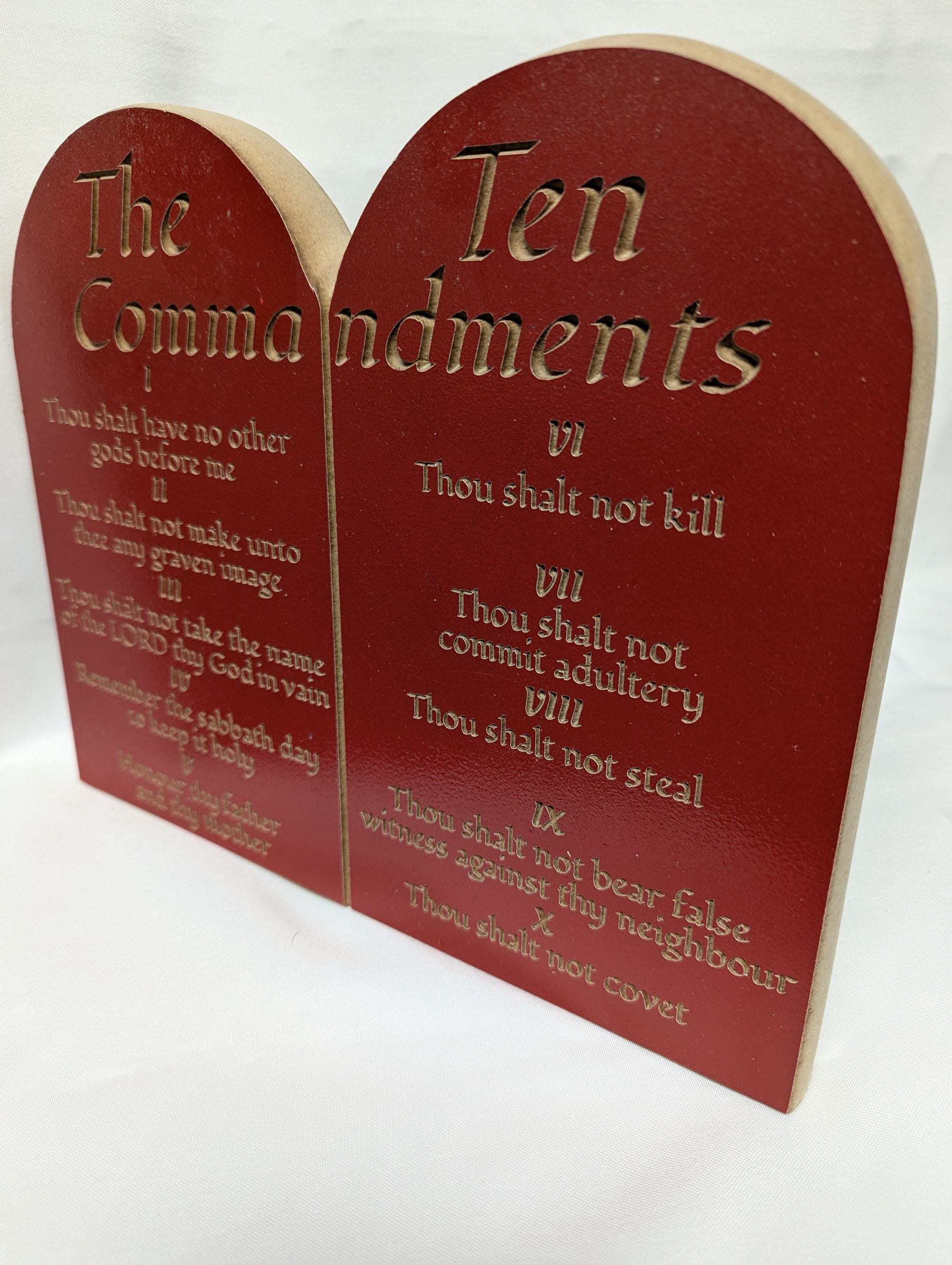 Ten Commandments- Engraved Wooden Home Decor - Bible Scripture - 9x11 ...