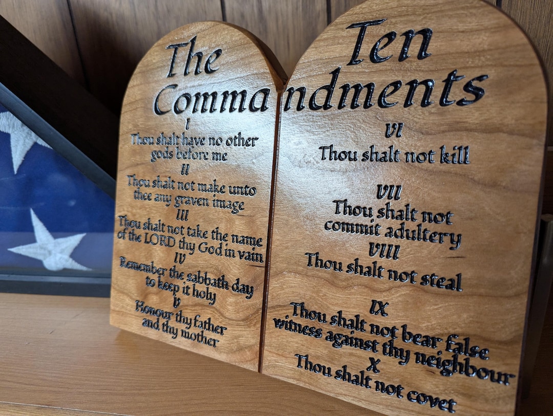 Engraved Cherry Wood Ten Commandments: Christian Home Decor - Etsy