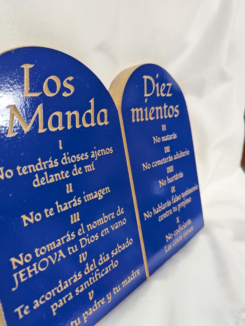 Ten Commandments- Engraved Wooden Home Decor - Bible Scripture - 9x11 ...