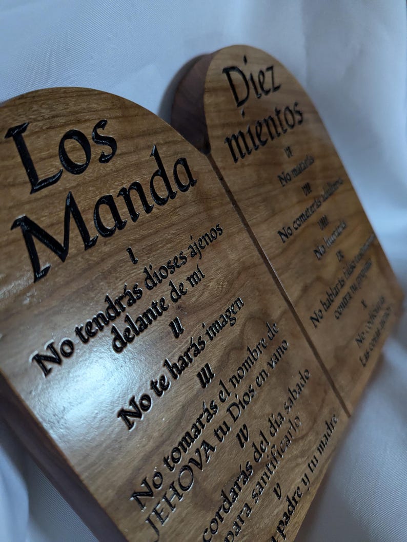 Ten Commandments- Engraved Wooden Home Decor - Bible Scripture - 9x11 ...