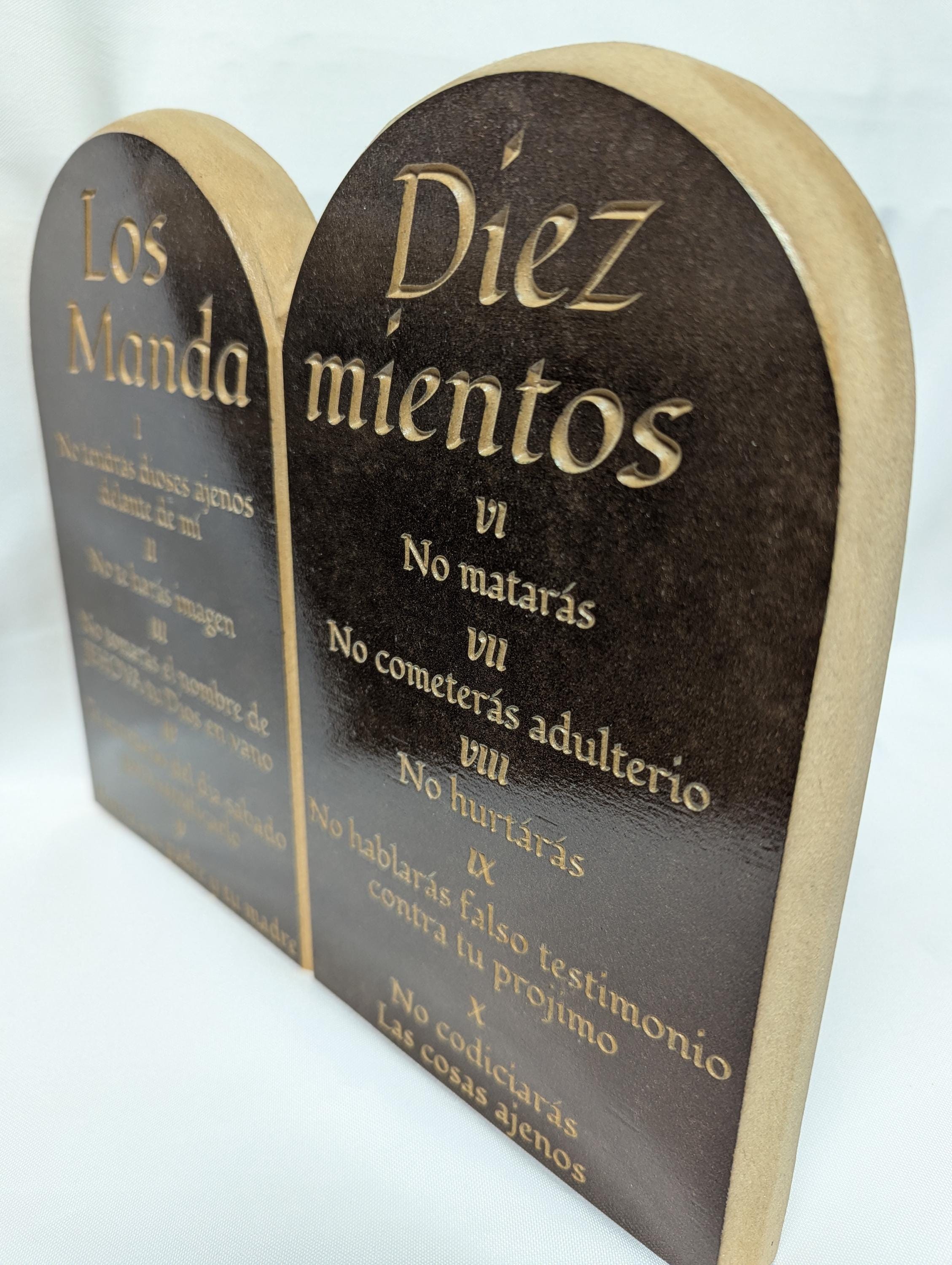 Ten Commandments- Engraved Wooden Home Decor - Bible Scripture - 9x11 ...