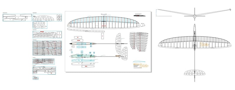 Bee DLG 1M Balsa RC Glider Plans | Laser-cut Ready (DXF Digital ...