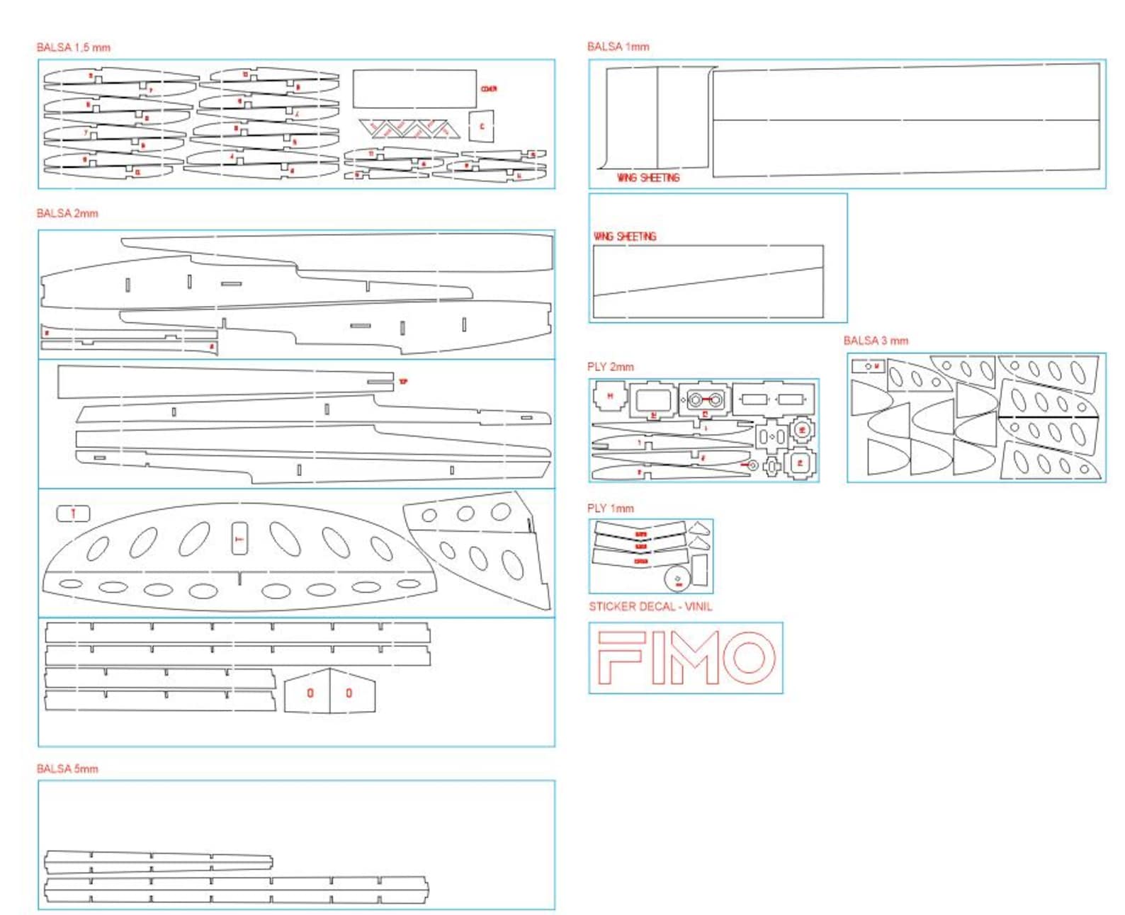 Fimo RC Glider 250g | DXF Plans for Balsa Models | Laser-cut Ready ...
