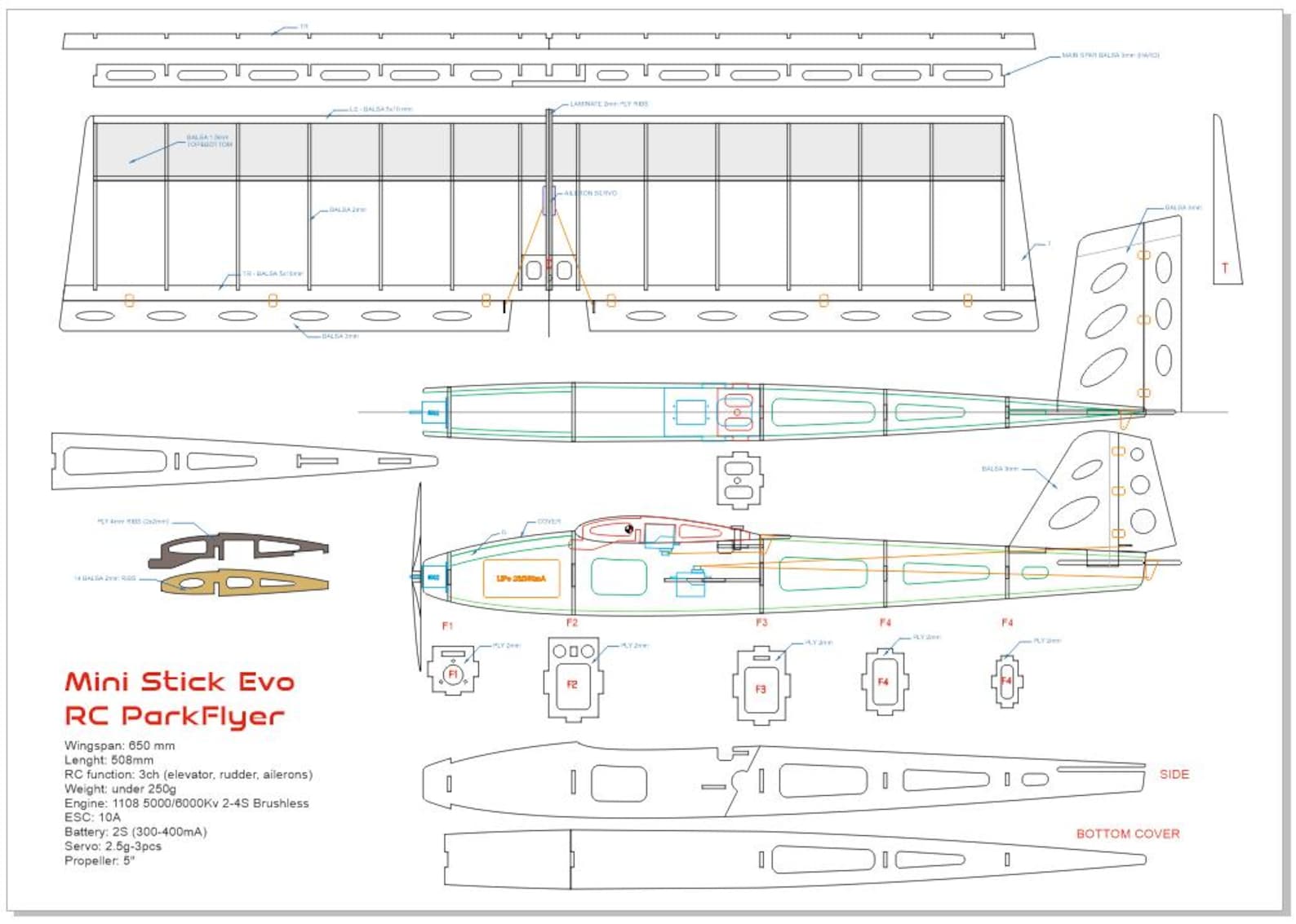 Mini Stick Evo RC Plane Plans | Balsa Model Aircraft, Laser Cut Files ...
