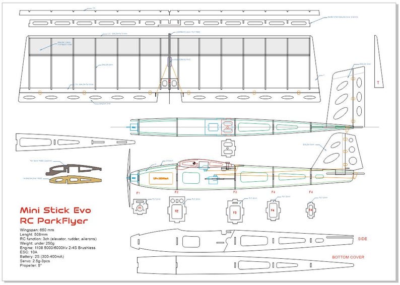 Mini Stick Evo | Park Flyer RC Plane | Laser-cut Ready (DXF Digital ...