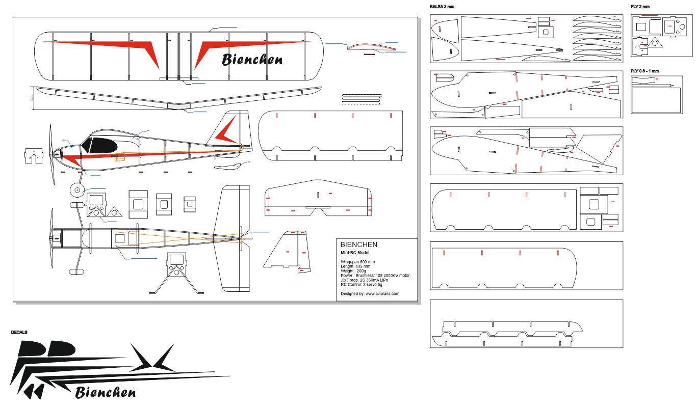 Mini RC Model Plane Trainer for Beginners | DXF Laser Cut Plans | DIY ...