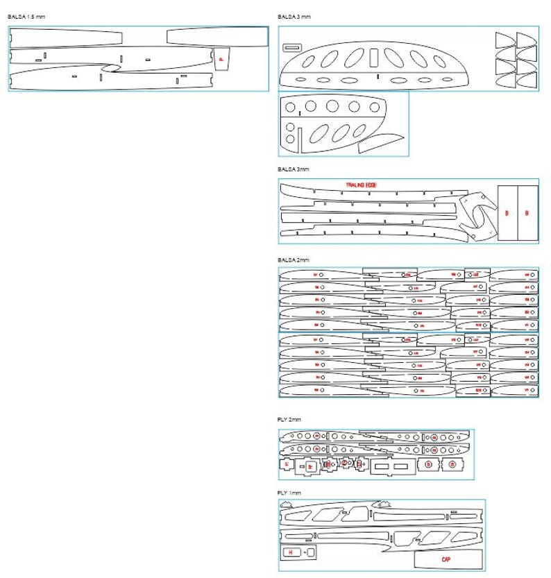 Bee DLG 1M Balsa RC Glider Plans | Laser-cut Ready (DXF Digital ...