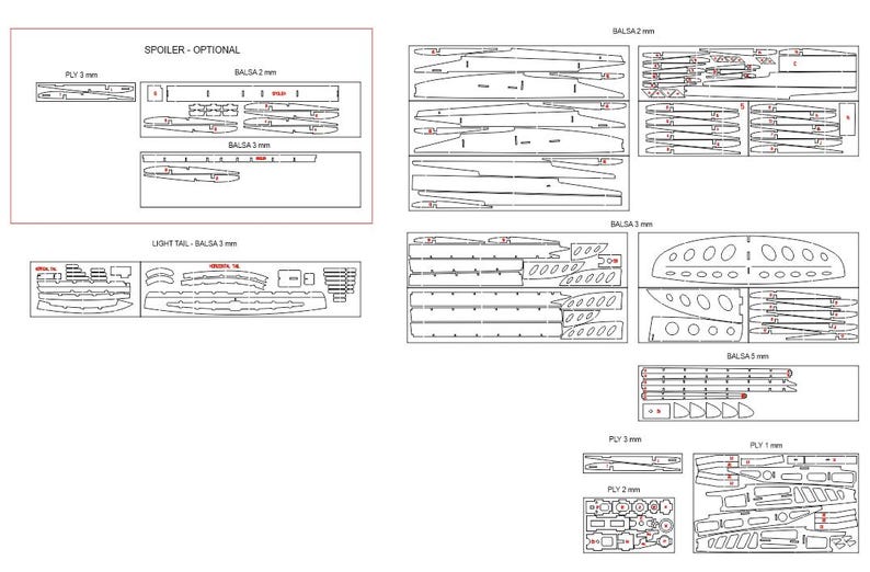 Colibri RC Glider 1.5m | DXF Plans for Balsa Models | Laser-cut Ready ...