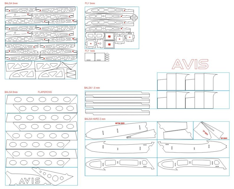 Avis RC Flying Wing Glider | DXF Plans Laser-cut Ready (DXF Digital ...