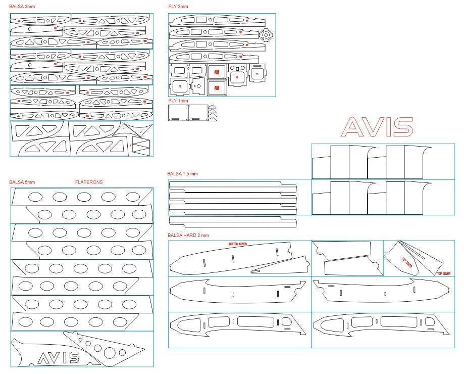Avis RC Flying Wing Glider | DXF Plans Laser-cut Ready (DXF Digital ...