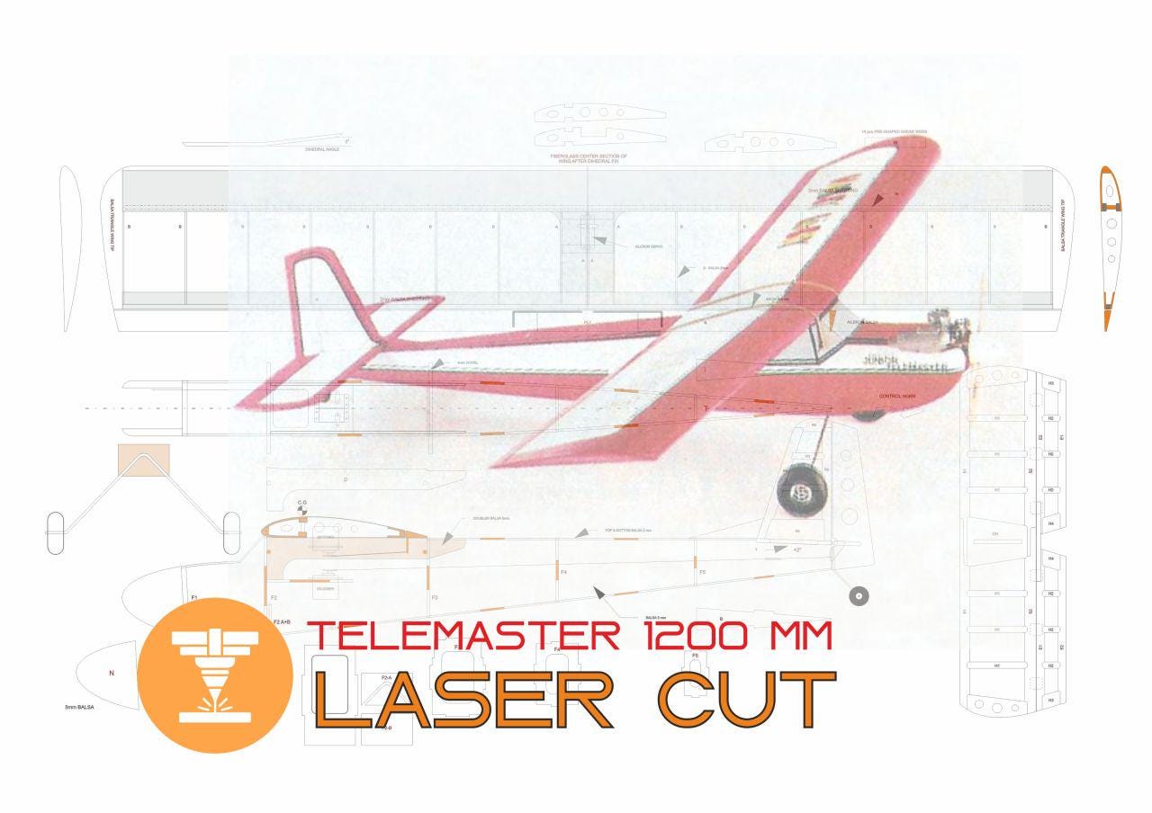 Telemaster Trainer RC Plane | DXF Plans for Balsa Models | Laser-cut ...