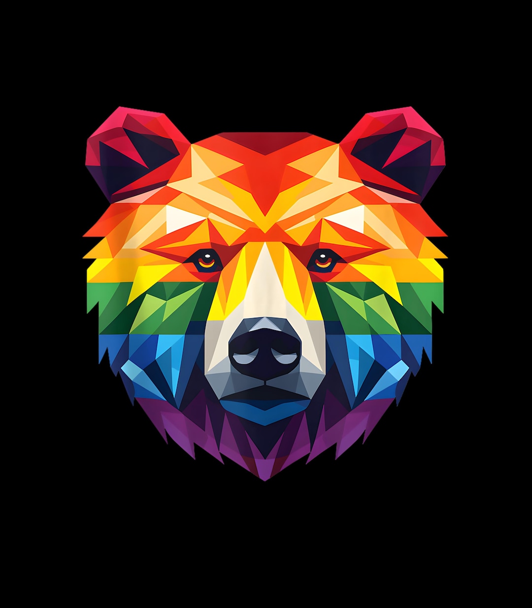 Geometric Bear in LGBT Flag, Gay Pride Bear Png, Bear LGBTQ PNG, Bear ...