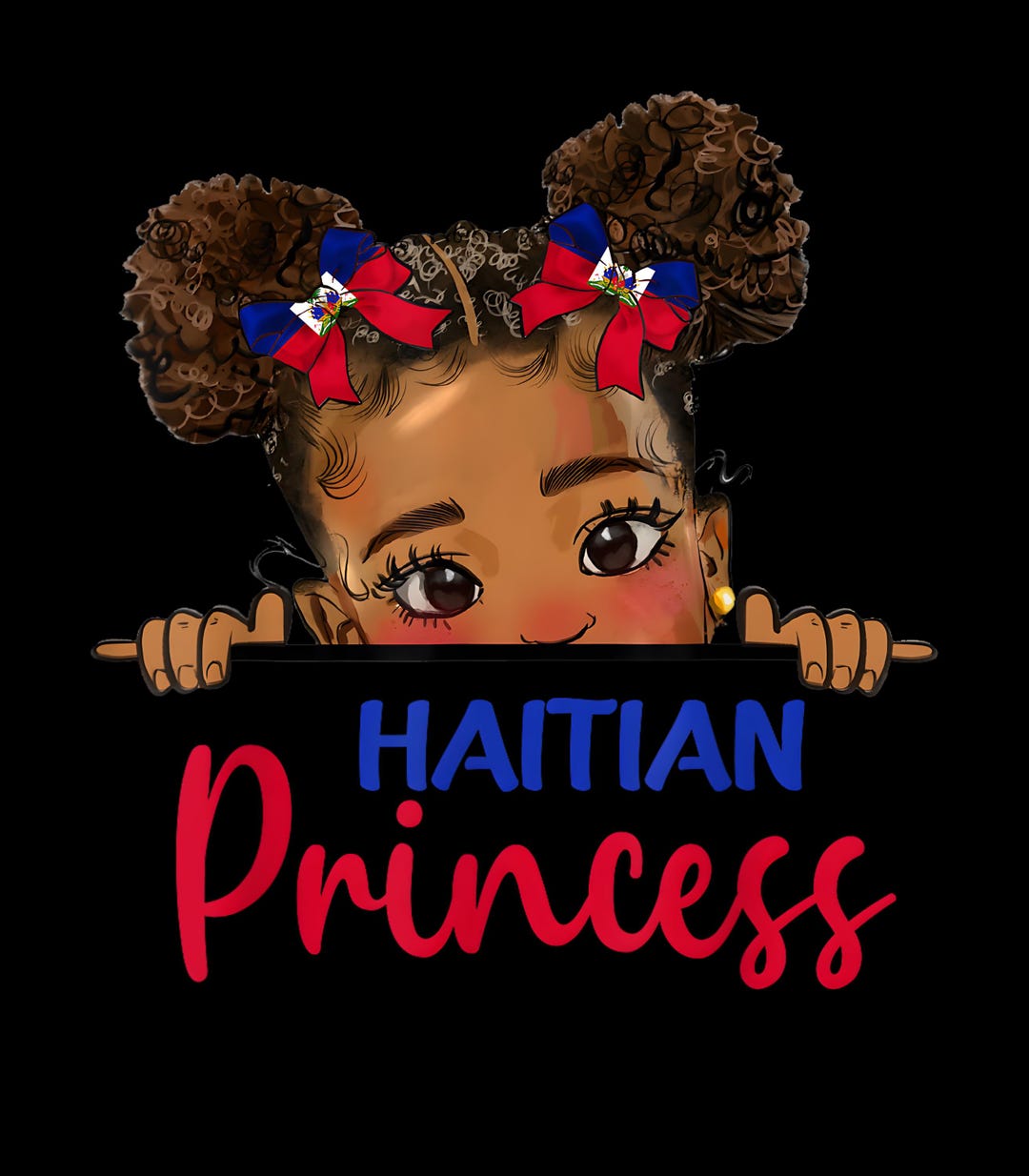 Cute Melanin Haitian Princess Haiti Flag Black Girls PNG, Haiti Flag ...