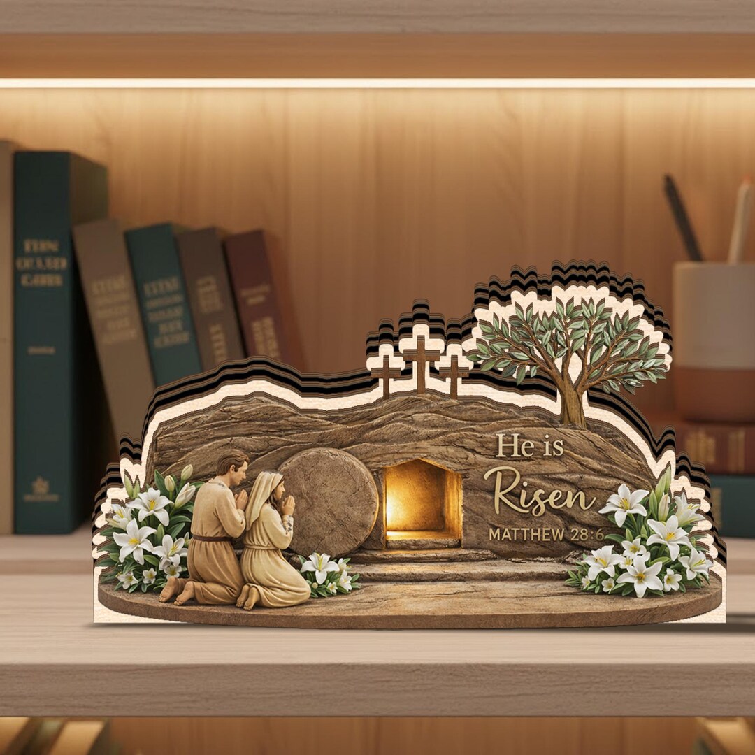 He is Risen Easter Acrylic Standee, Christian Resurrection Tomb Scene ...