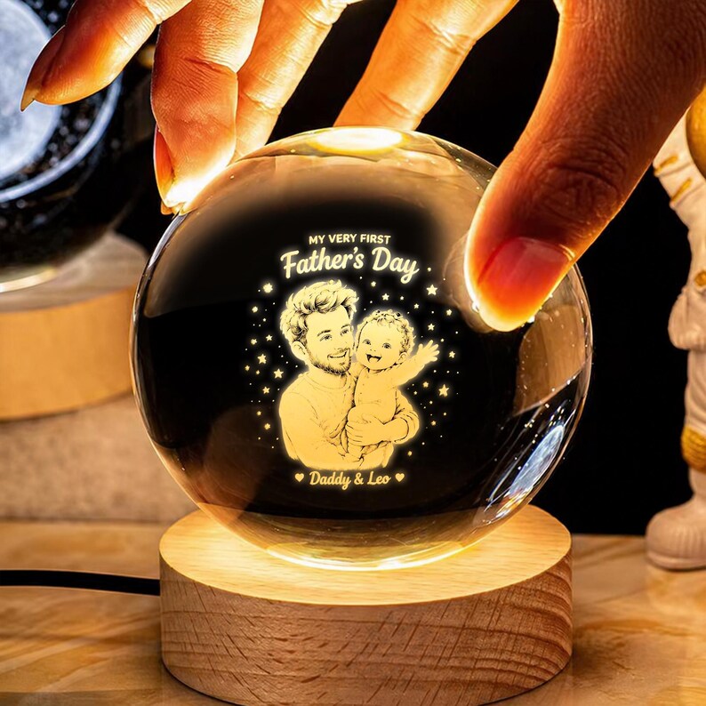Personalized Crystal Ball Night Light, LED Globe Lamp, Custom Engraved ...