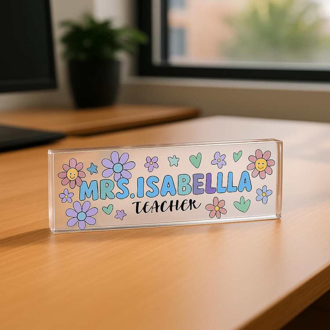 Personalized Teacher Name Desk Sign Acrylic Plaque Customized Classroom ...