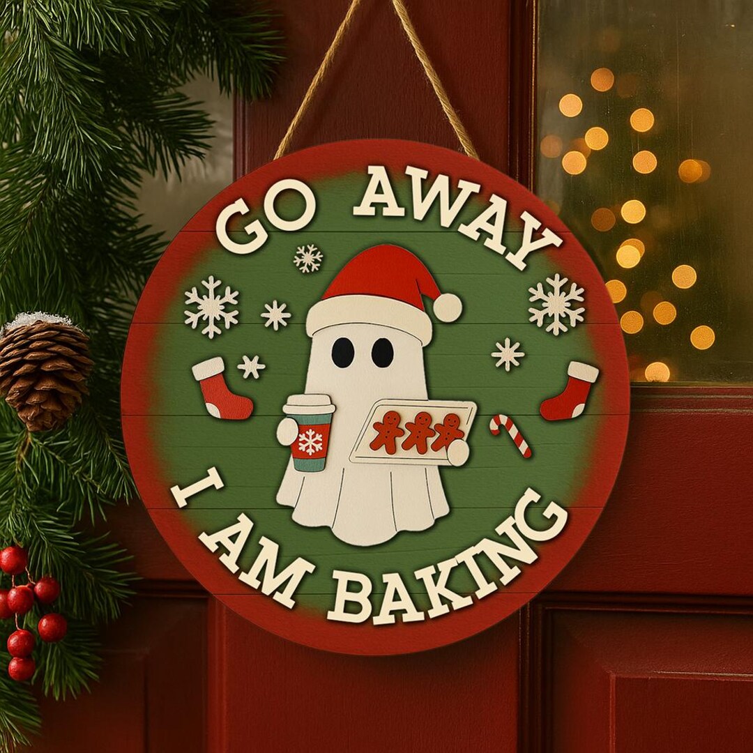 Personalized Christmas Ghost Door Sign, Go Away I Am Reading ...