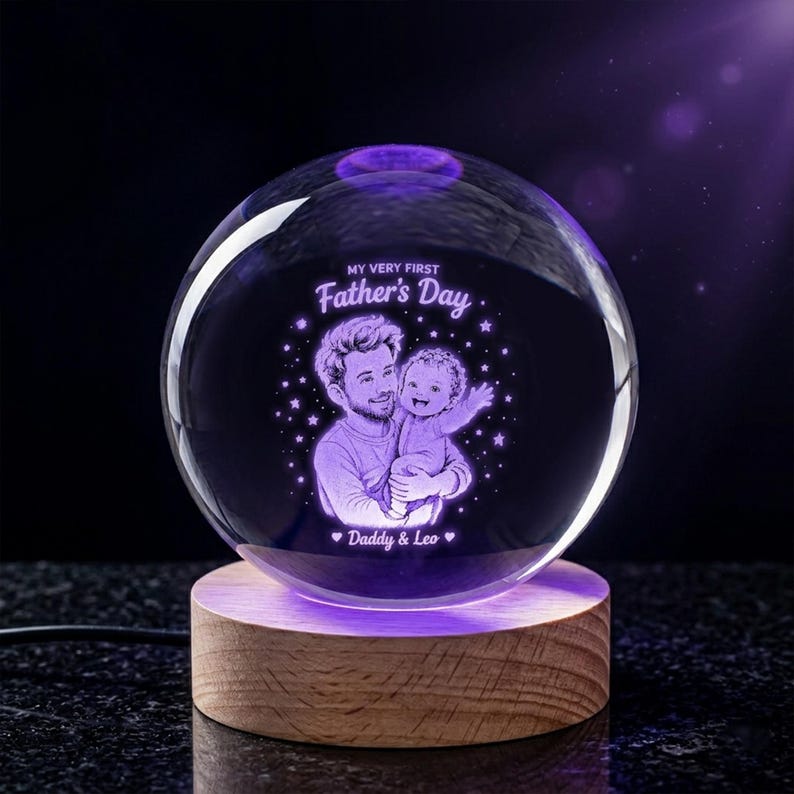 Personalized Crystal Ball Night Light, LED Globe Lamp, Custom Engraved ...