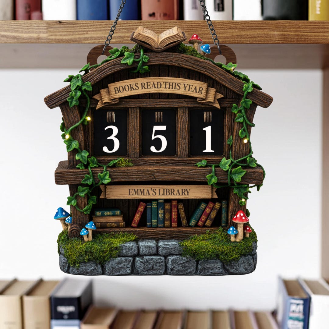 Personalized Books Read Counter, Custom Wooden Cottage Reading Tracker ...