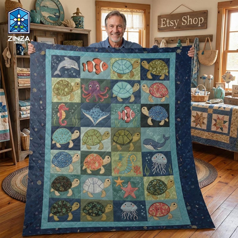 Sea Life Baby Quilt - Etsy