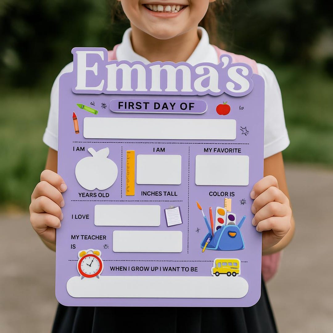 First Day of School Photo Prop Personalized Name Acrylic Clipboard Sign ...