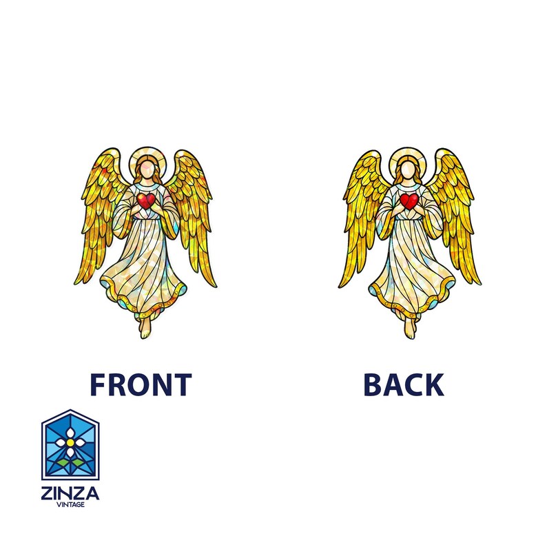 Angel With Heart Acrylic Window Hanging, Stained Glass Style Suncatcher ...