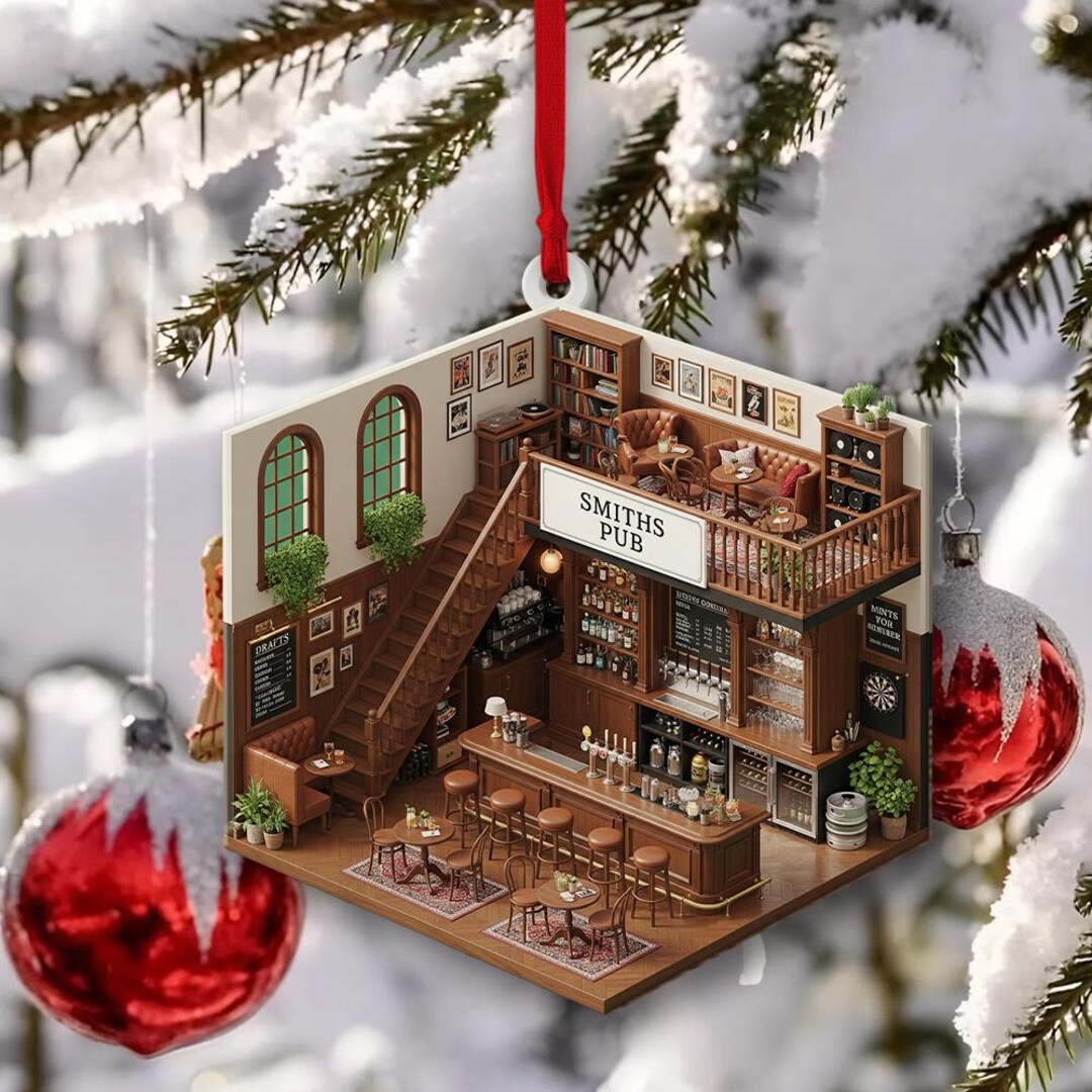 CUSTOMIZABLE Pub Ornament, PERSONALIZED Bartender Gift, Bar Owner Xmas ...