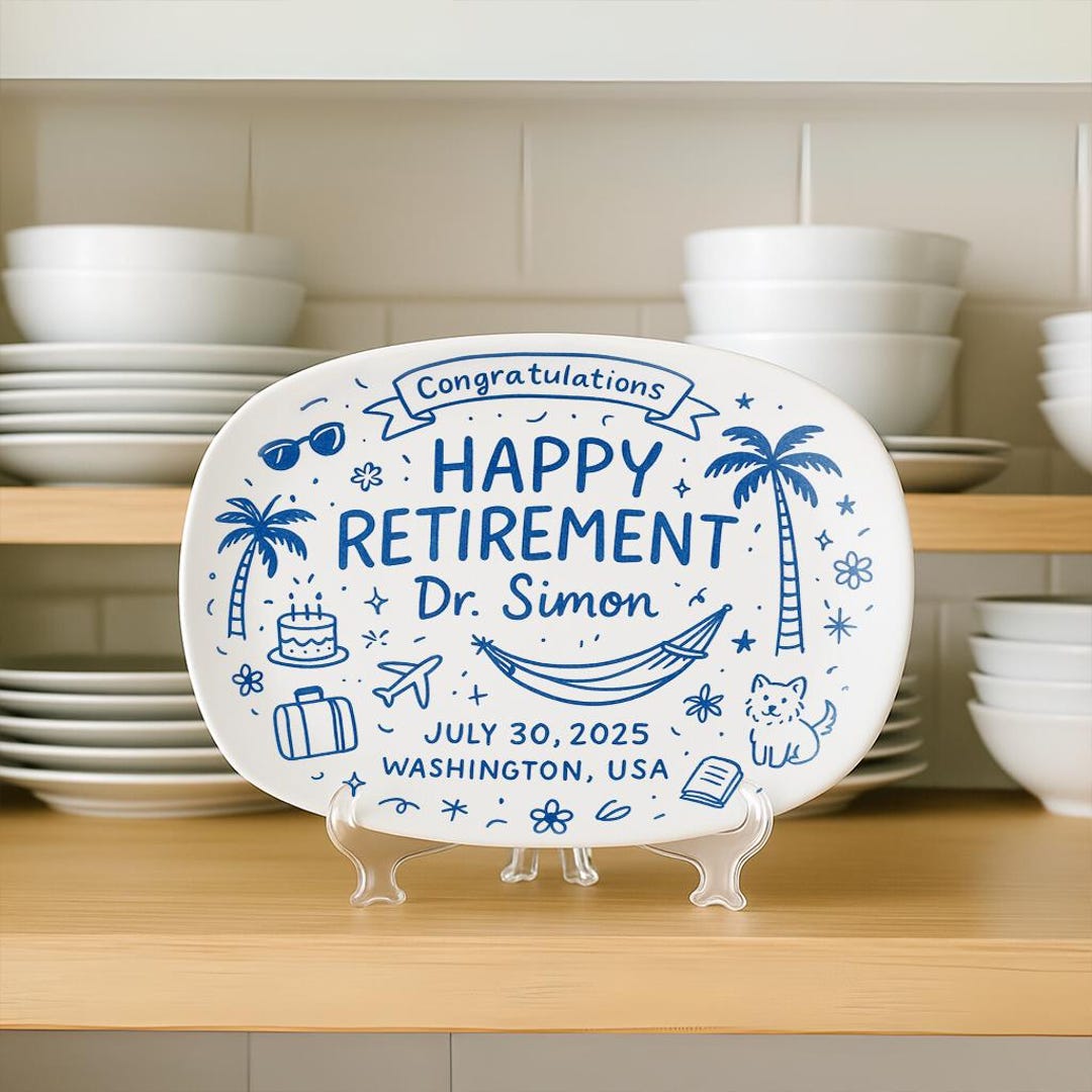 Personalized Retirement Gift Platter Customized Happy Retirement ...