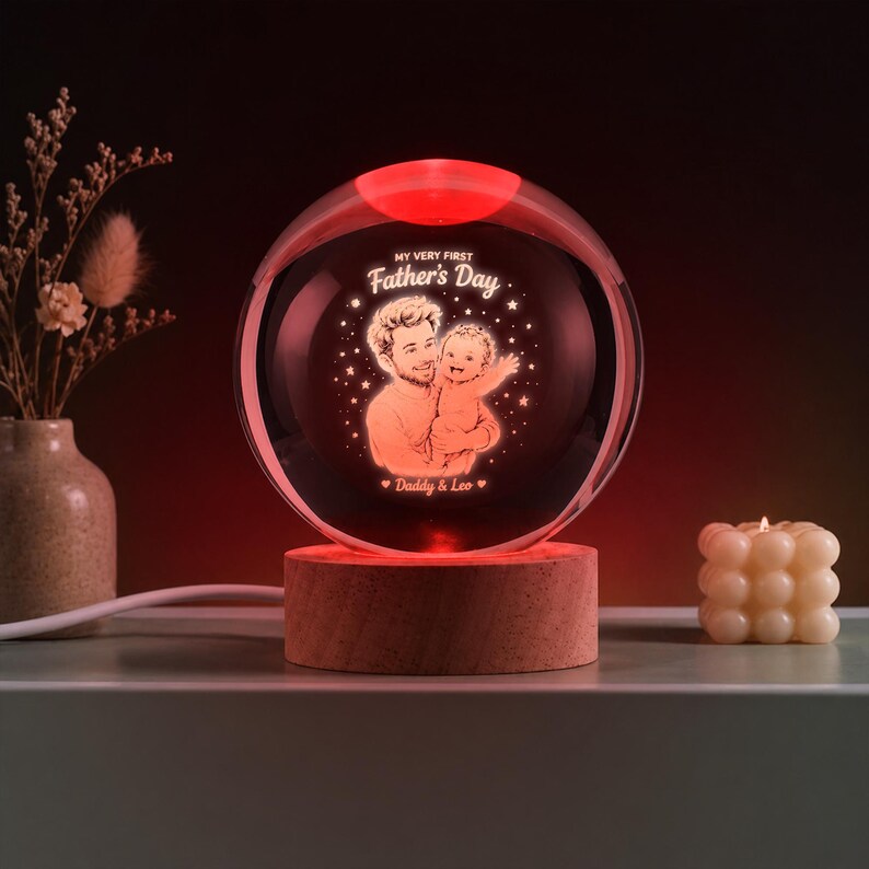 Personalized Crystal Ball Night Light, LED Globe Lamp, Custom Engraved ...