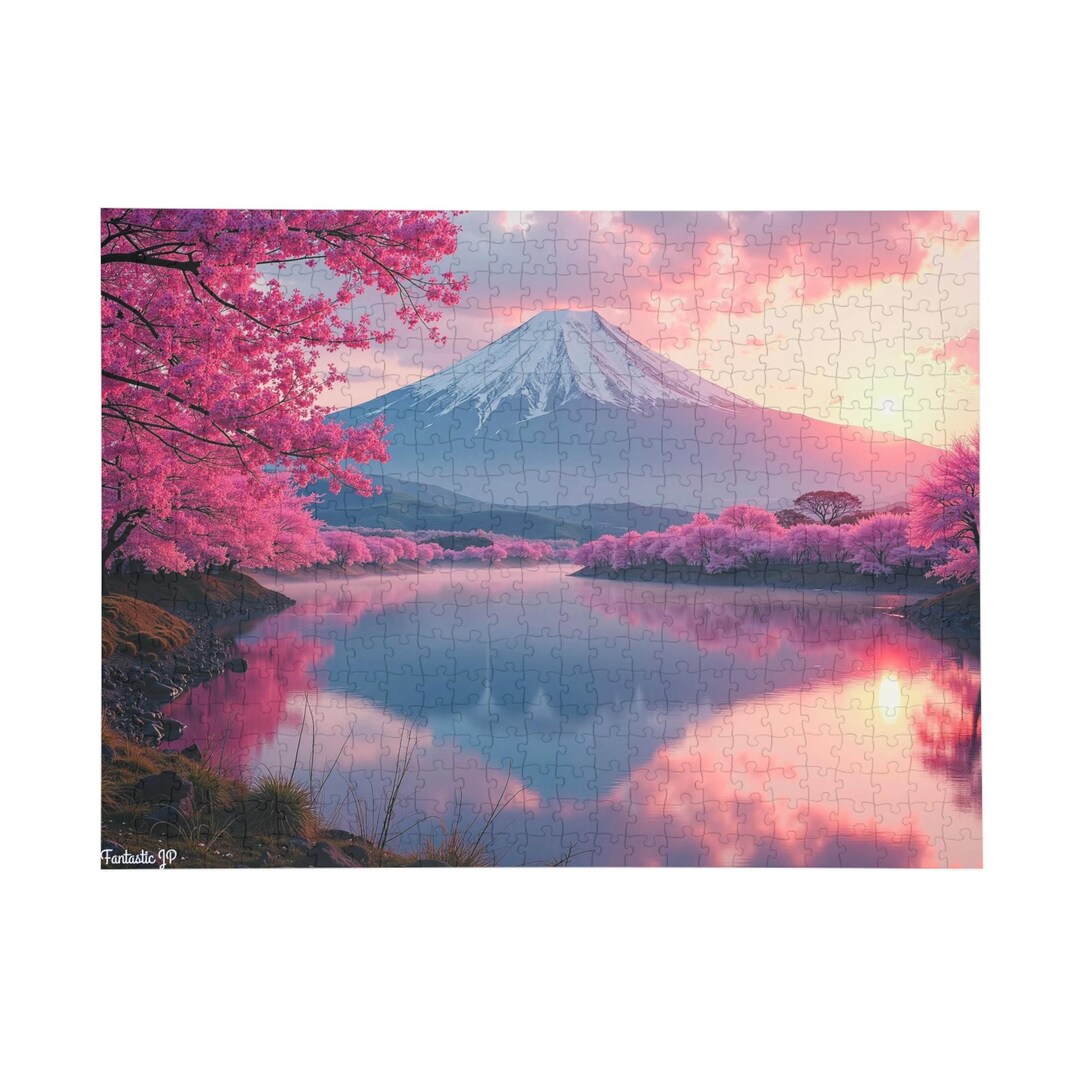 Puzzle - Mount Fuji and Beautiful Cherry Blossoms, Japanese Landscape ...