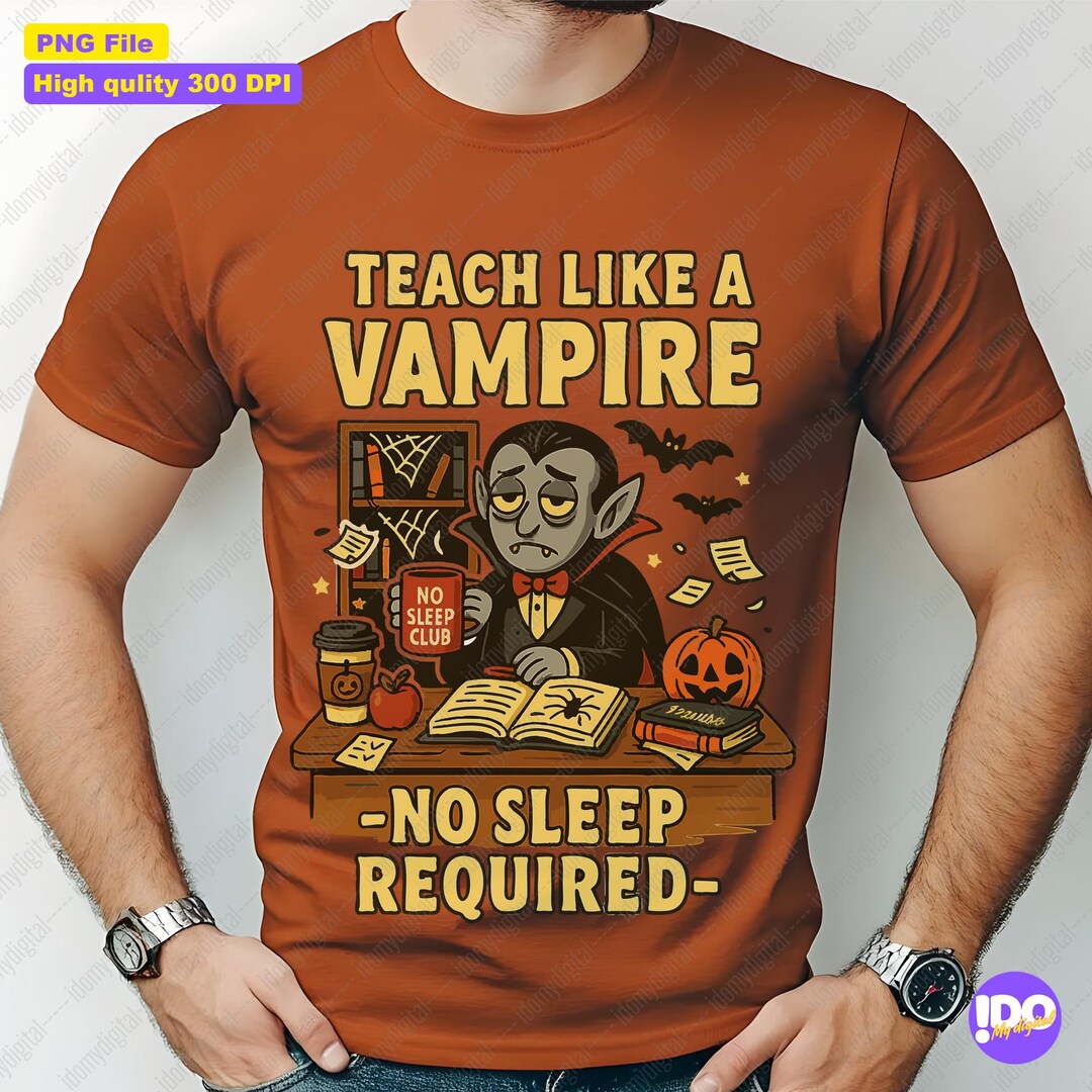 Teach Like a Vampire PNG: Funny Halloween Teacher Design (digital ...