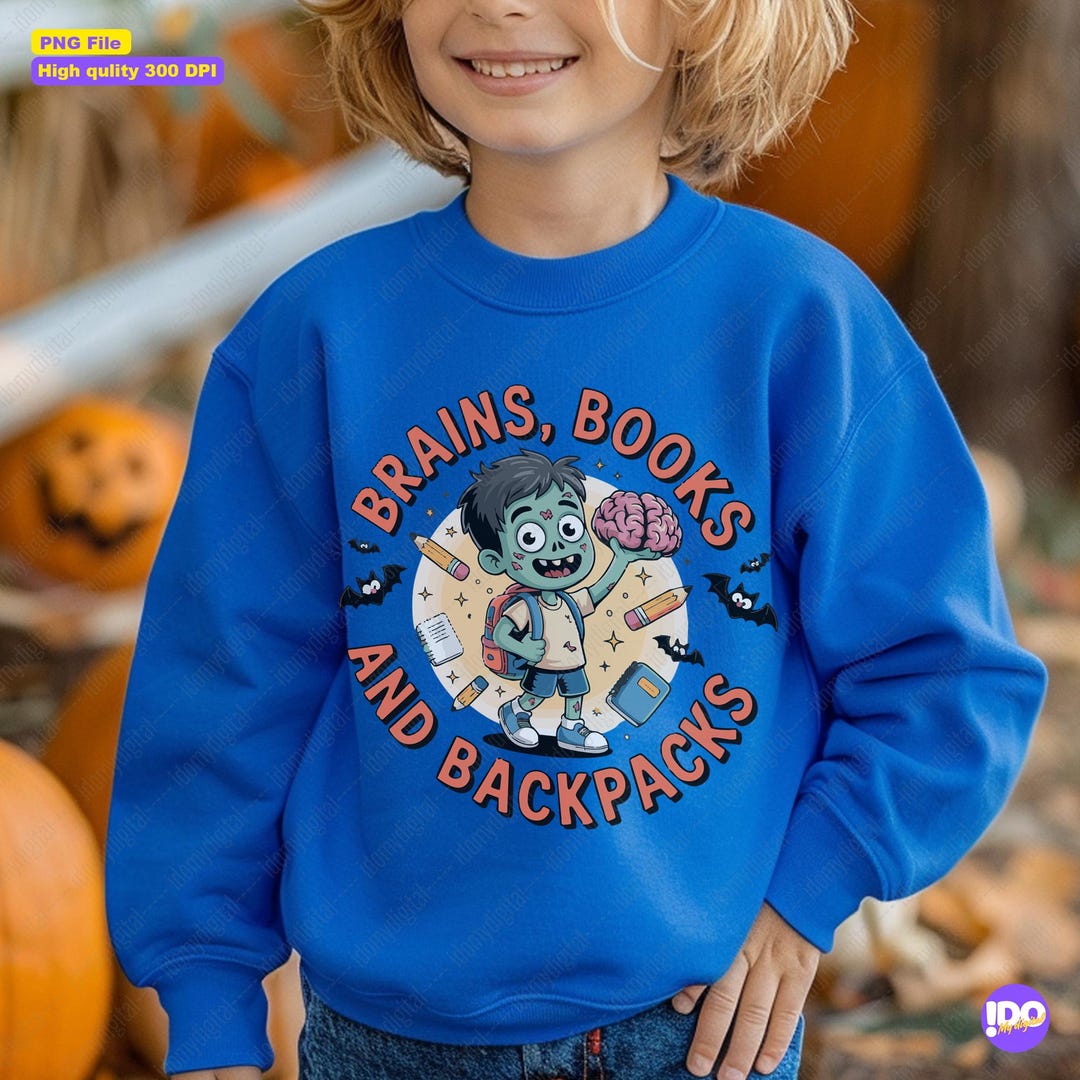 Funny Zombie Student PNG: Brains, Books, Backpacks (digital Download - Etsy
