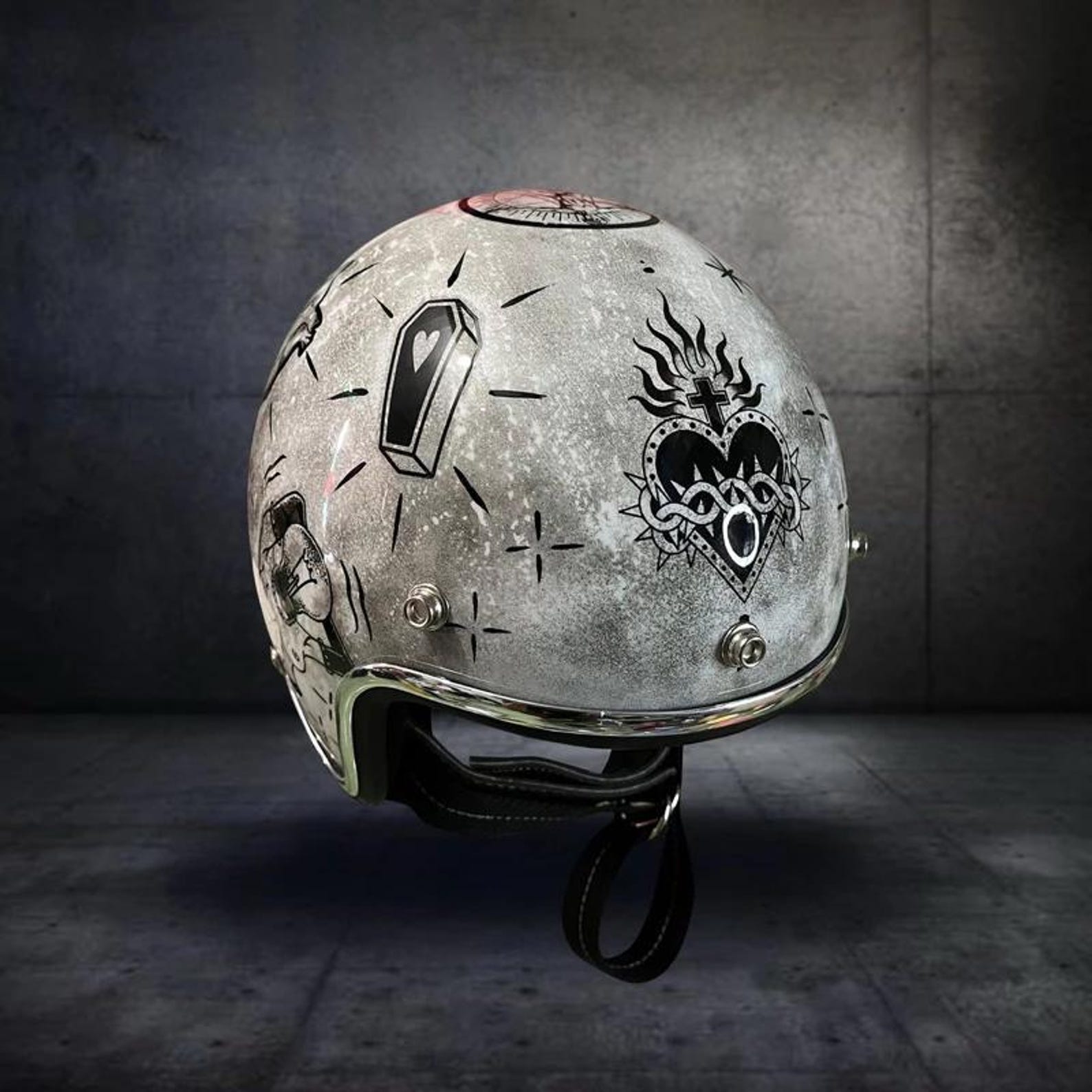 Custom Vintage Helmet Slimhead 500TX Patina Traditional Bobber Chopper ...