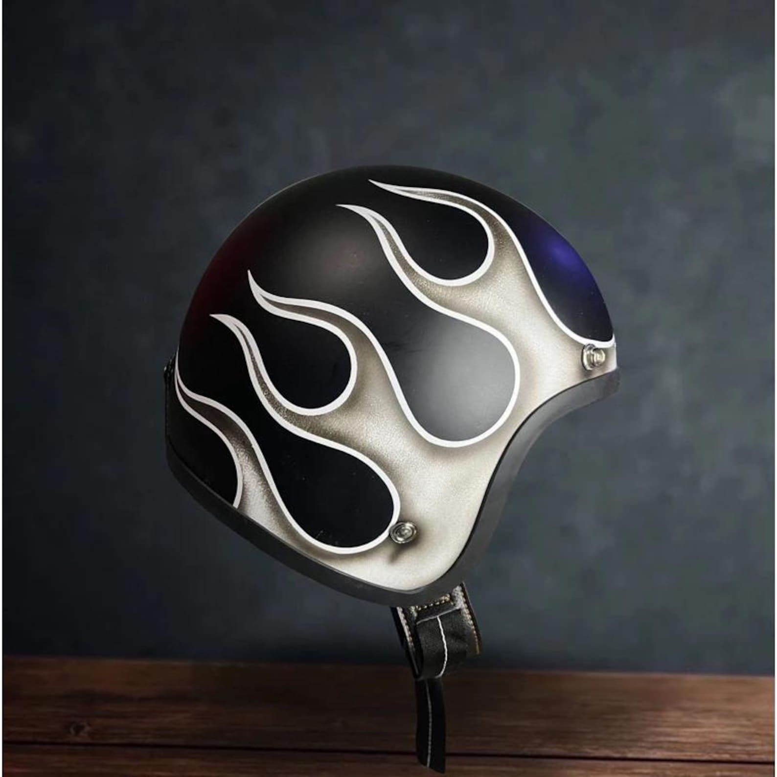 New ! Vintage Helmet Slimhead 500TX Patina Flames BOBBER CHOPPER ...