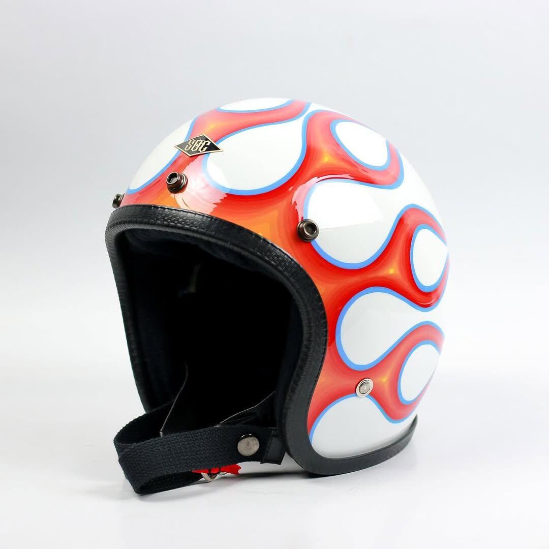 Helmet Slimhead 500TX Vintage Half Face White Red Blue Flame Motif ...
