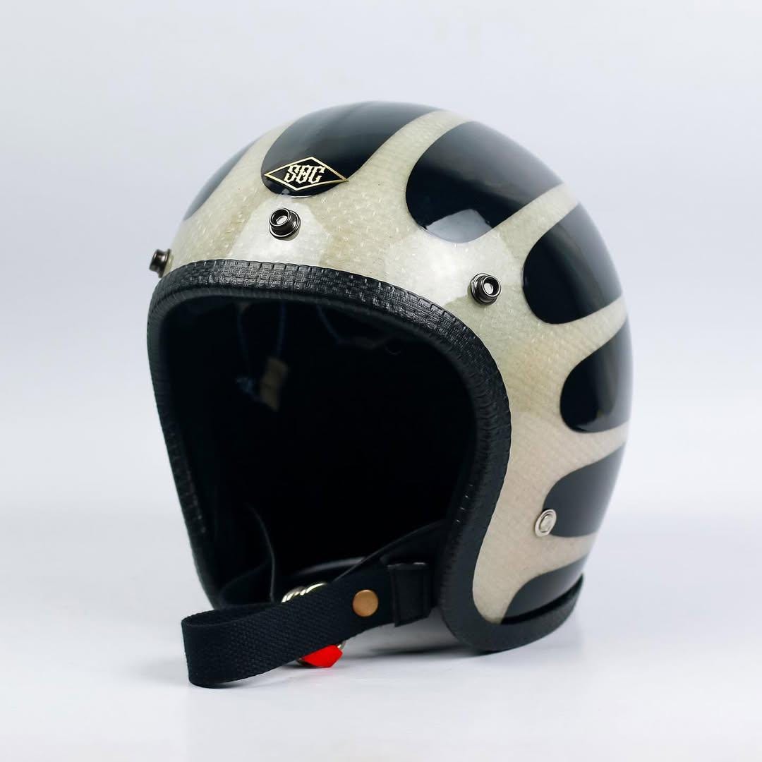 Helmet Slimhead 500TX Custom Classic Cafe Racer Wave Motif Motorcycle ...
