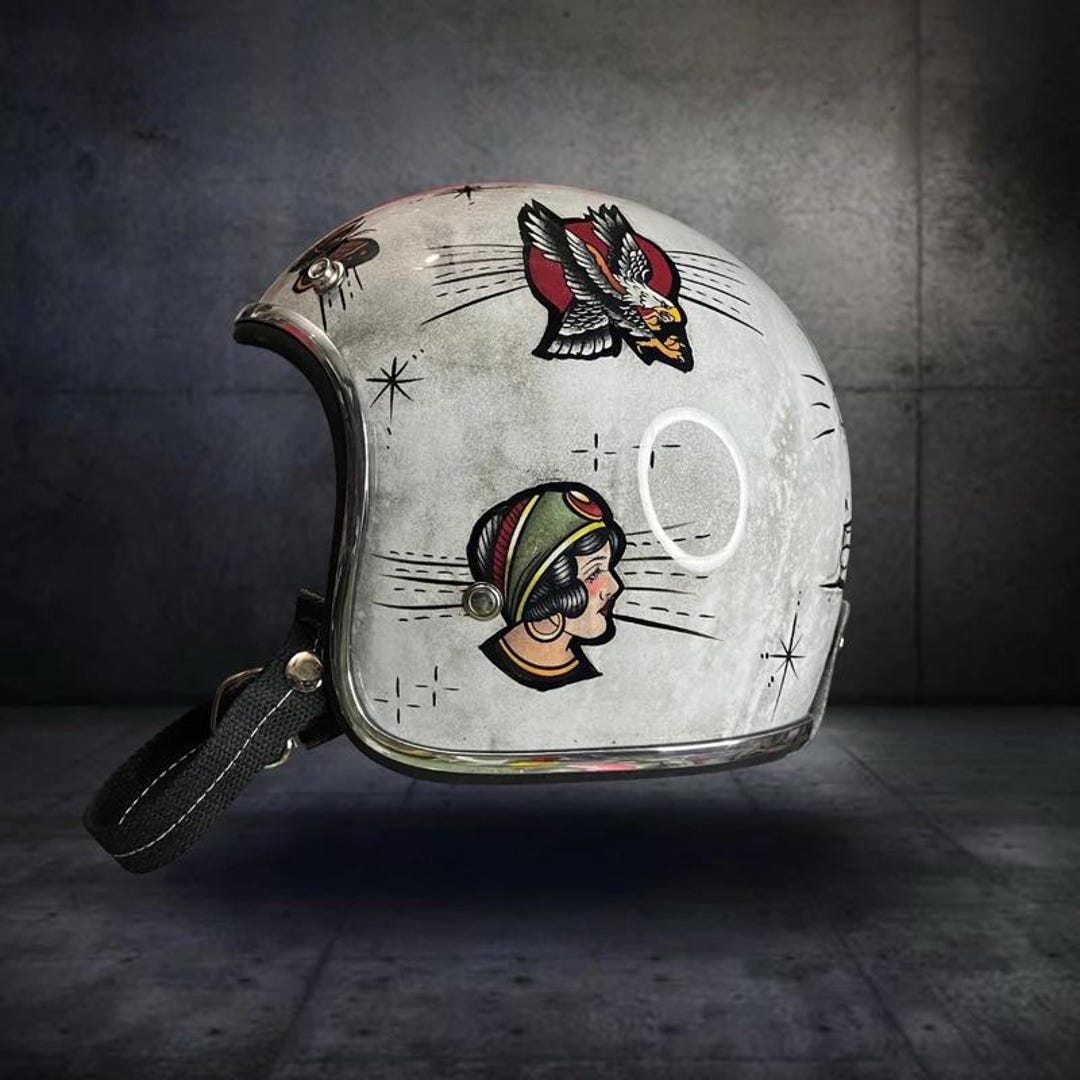 New ! Vintage Helmet Slimhead 500TX Old Skool Traditional Tatto BOBBER ...