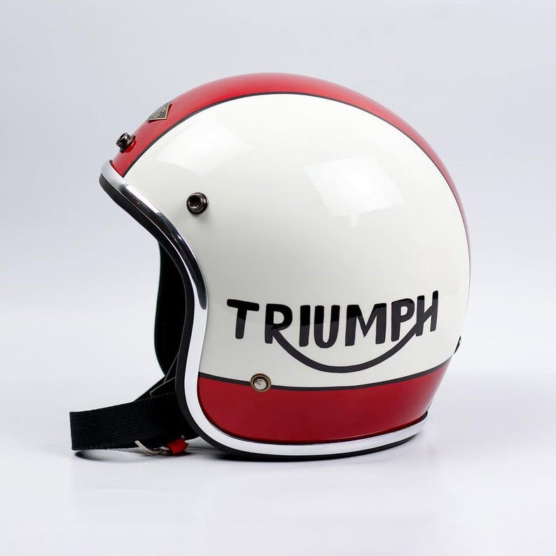 Helmet Slimhead 500TX Custom Open Face Red and White Retro Style Cafe ...