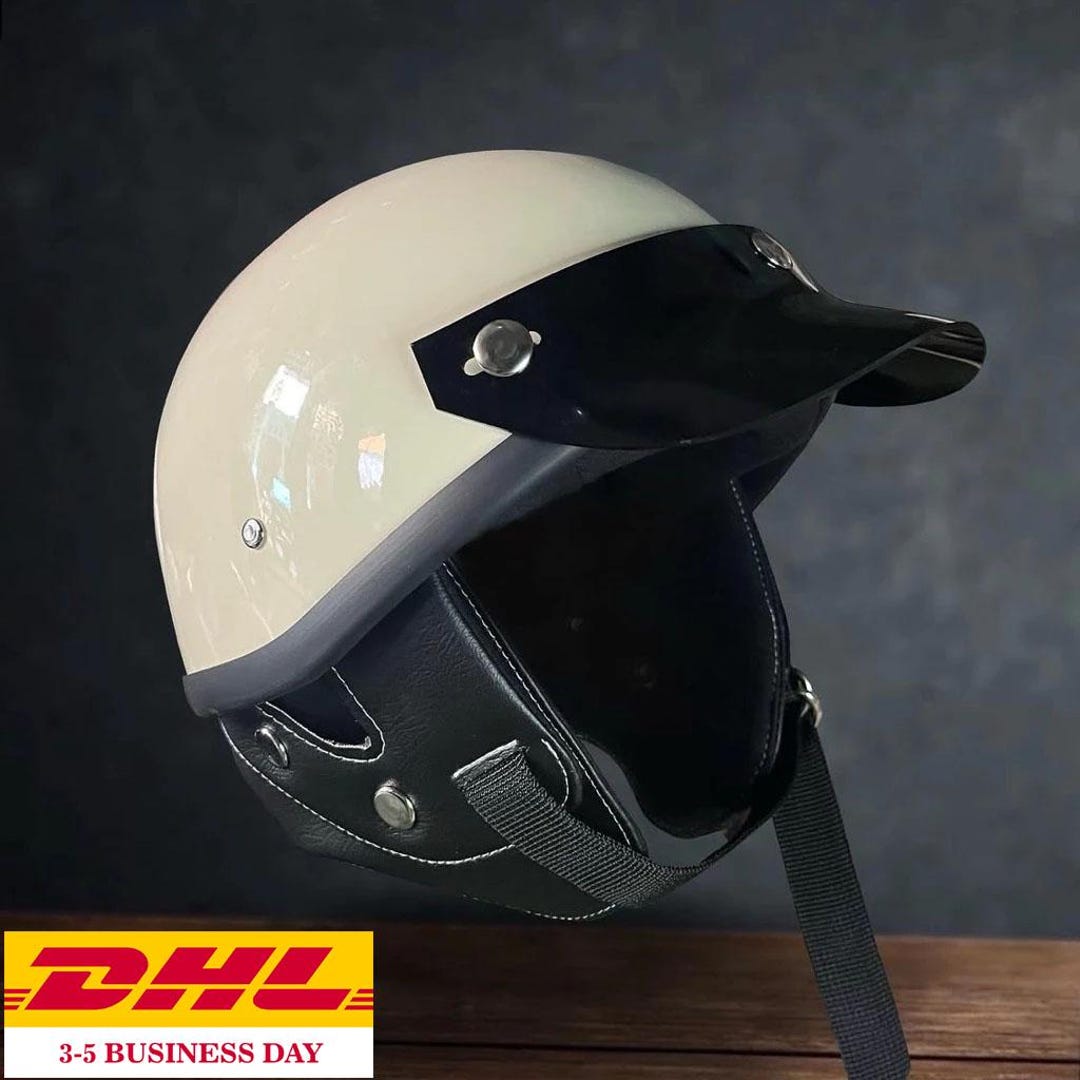 New ! Vintage Custom Open Face Helmet Eclipse Chopper Cafe Racer Bobber ...