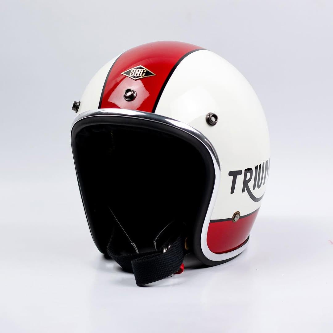 Helmet Slimhead 500TX Custom Open Face Red and White Retro Style Cafe ...