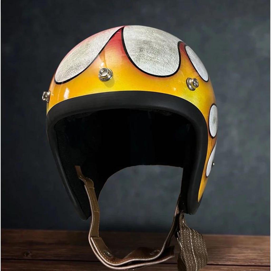 New ! Vintage Helmet Slimhead 500TX Patina Aging Flame BOBBER CHOPPER ...