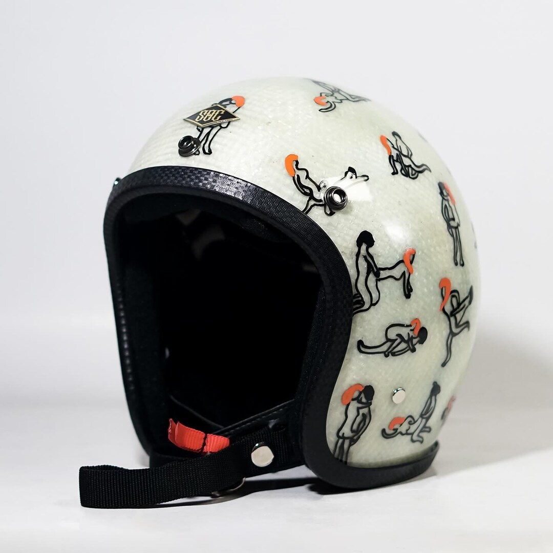 Helmet Slimhead 500TX White Kamasutra Motif by Request BOBBER CHOPPER ...