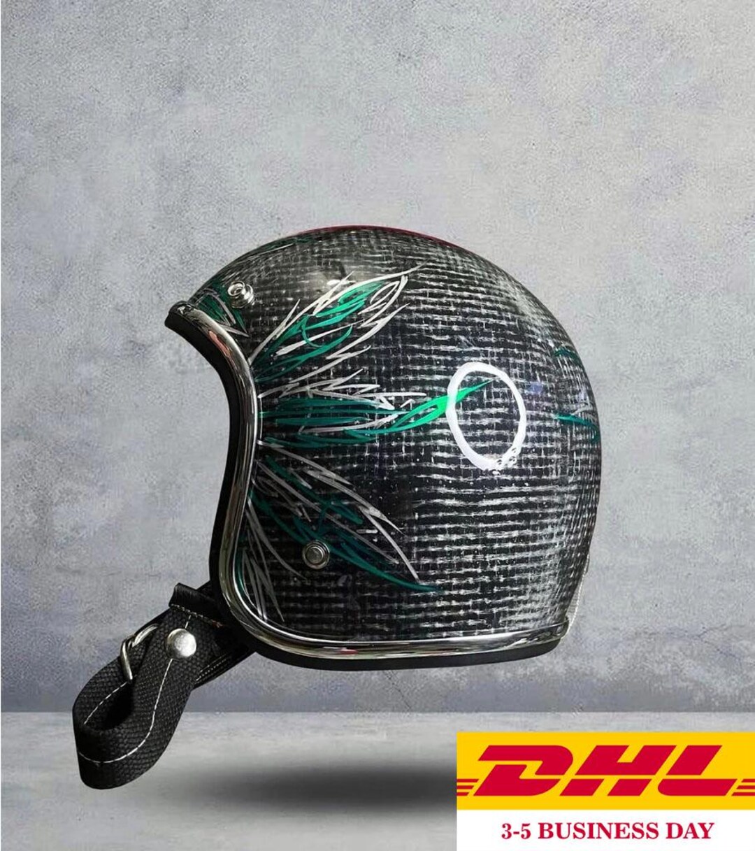 Open Face Vintage Custom Helmet Slimhead 500TX Raw CHOPPER CAFE RACER ...