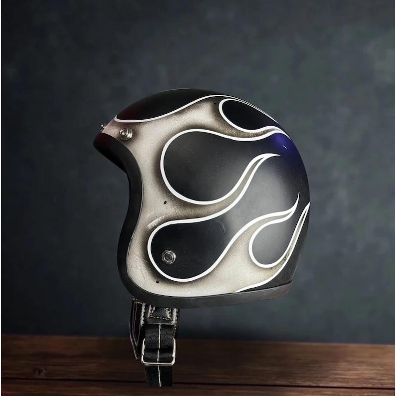 New ! Vintage Helmet Slimhead 500TX Patina Flames BOBBER CHOPPER ...