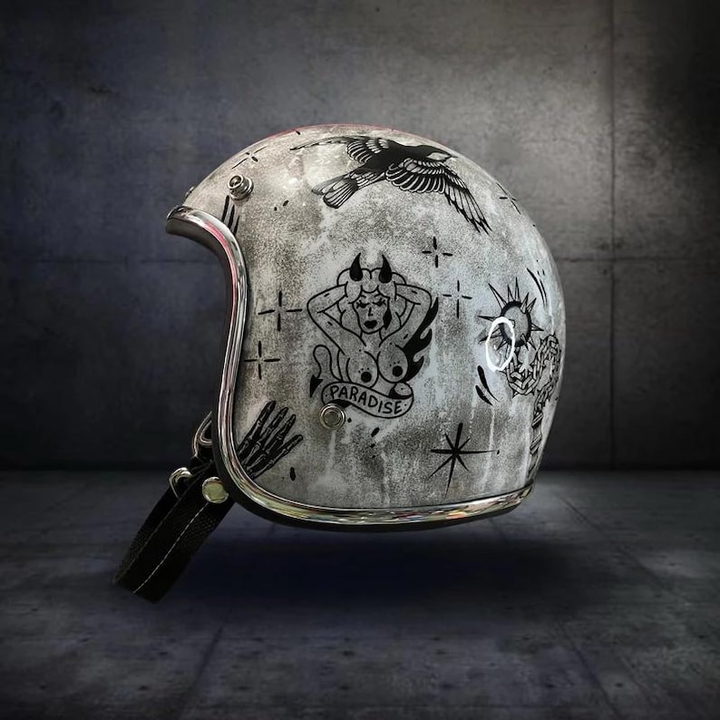 Custom Vintage Helmet Slimhead 500TX Patina Traditional Bobber Chopper ...