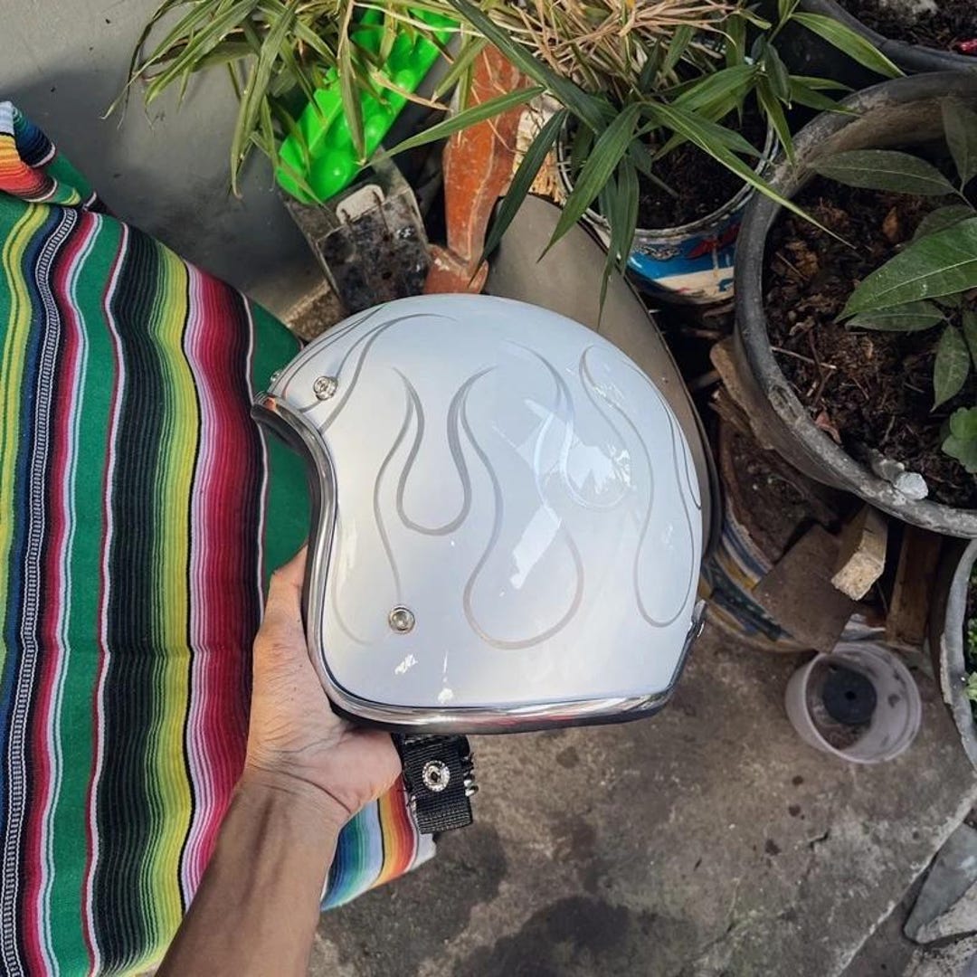 New ! Vintage Helmet Slimhead 500TX Custom Flame Vespa Justin BOBBER ...