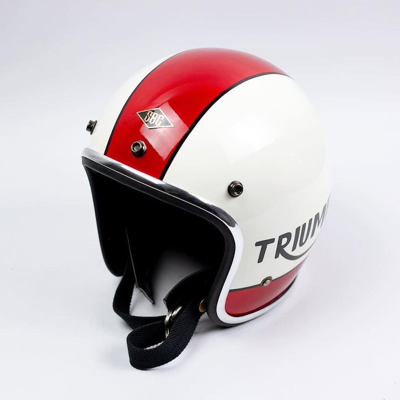 Helmet Slimhead 500TX Custom Open Face Red and White Retro Style Cafe ...