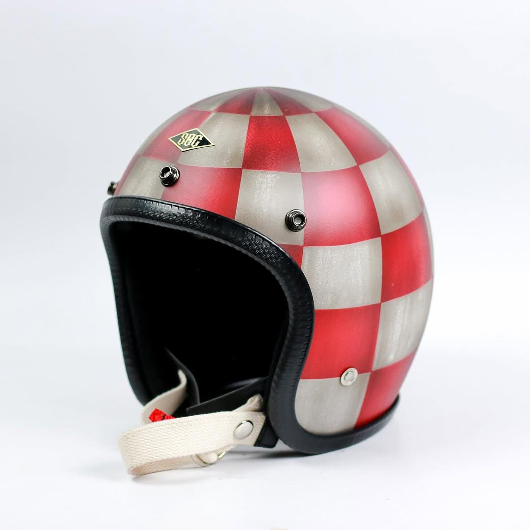 Helmet Slimhead 500TX Custom Red Grey Checkerboard Retro Motorcycle - Etsy
