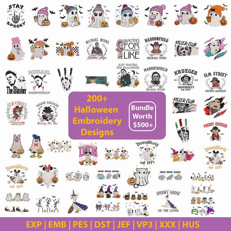 200+ Halloween Killer Embroidery Designs. Halloween Embroidery Designs ...